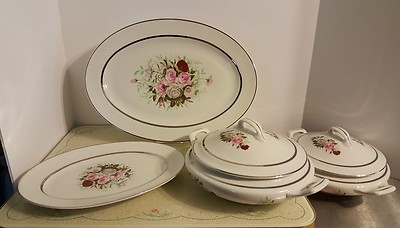 Embassy USA Vitrified Vintage Platinum Trim Rose China Dishes | eBay