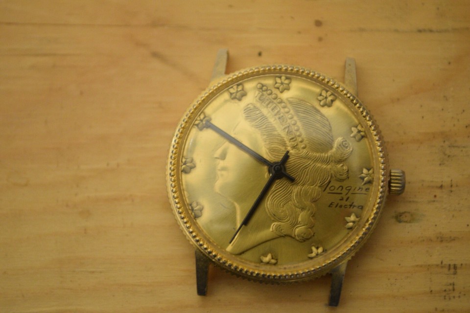 VINTAGE LONGINE Gold Liberty Coin Watch - Men's Wind Up Automatic ...