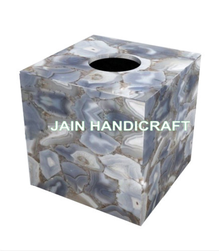 6" Marvelous Marble Tissue Box agate Inlay Home Decor bathroom kitchen ...