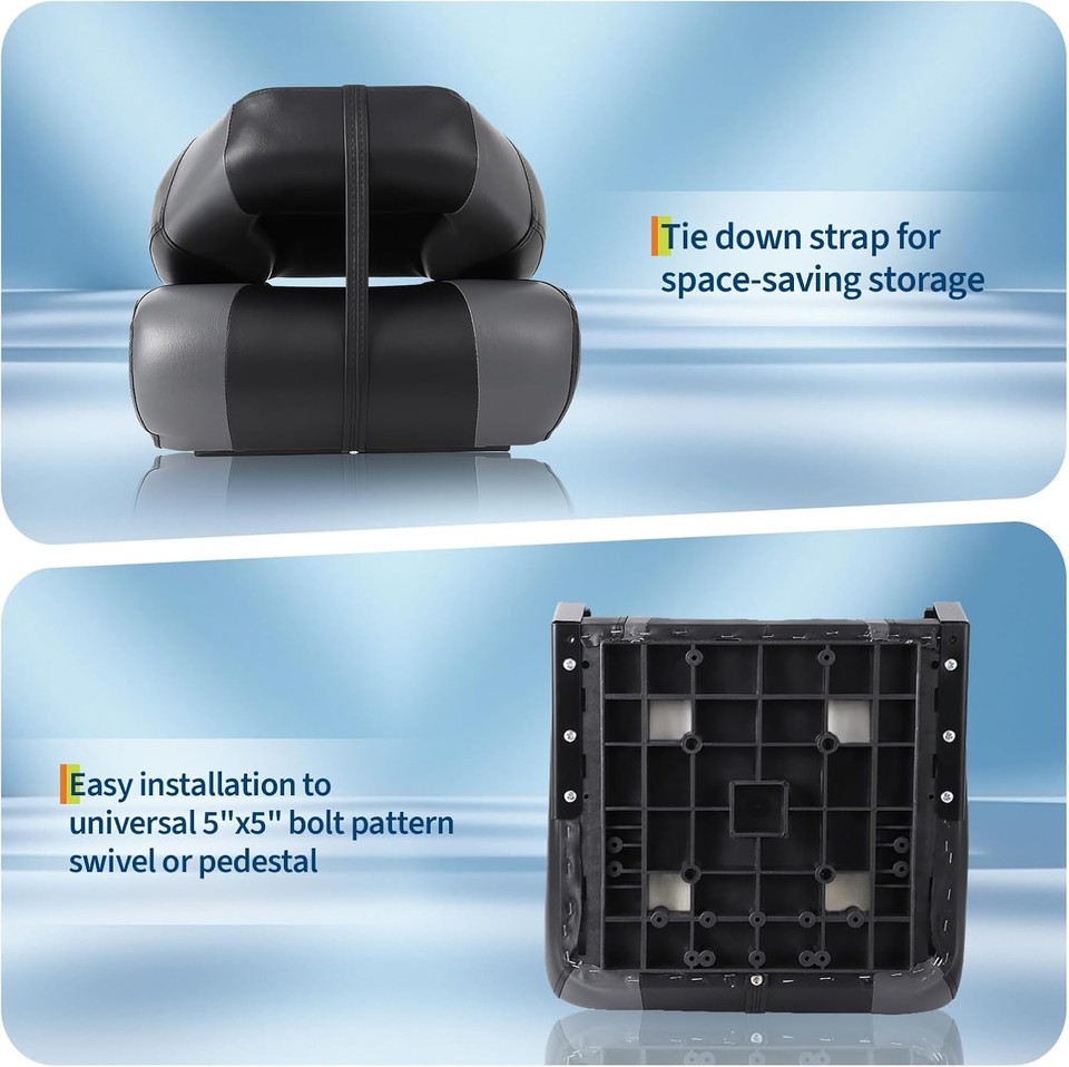 2 Pack Boat Seat High Back Fold-Down Fishing Boat Seat Chair with ...