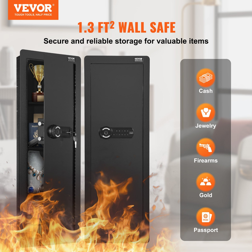 VEVOR 42.91" Tall Wall Gun Safe, 4-Tier Hidden Gun Safe with Keypad ...