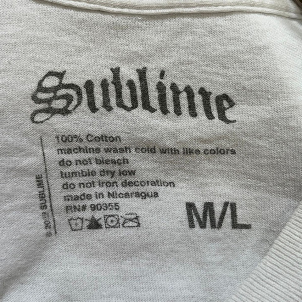 Sublime short sleeve T shirt short length band sublime white large logo 27 rare | eBay