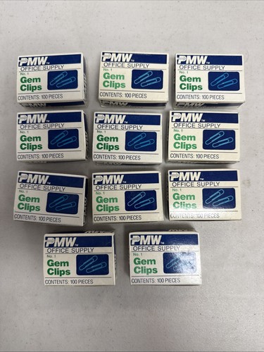 PMW Office Supply No. 1 Gem Clips 11 Boxes of 100 Paper Clips NOS | eBay