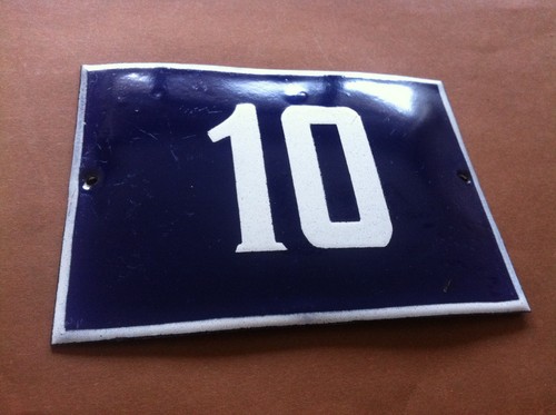 ANTIQUE VINTAGE EUROPEAN ENAMEL SIGN HOUSE NUMBER 10 DOOR GATE SIGN ...