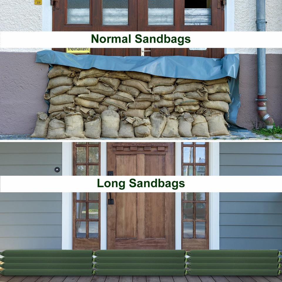 5 Pack 4' x 6" Long Canvas Sandbags Thickened Flood Water Barrier Sand ...