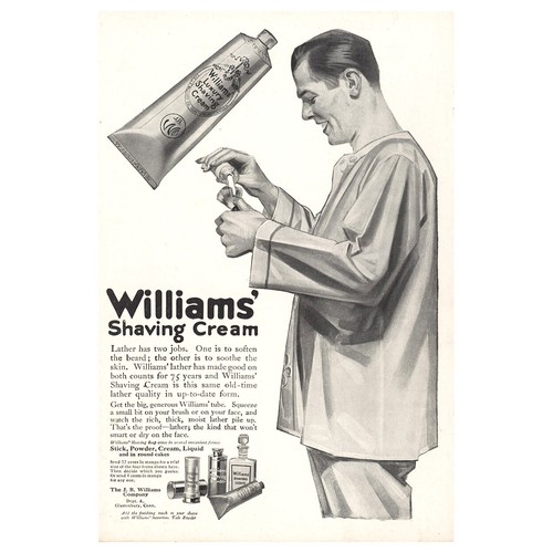 1916 Williams Shaving Cream: Lather Has Two Jobs Vintage Print Ad | eBay