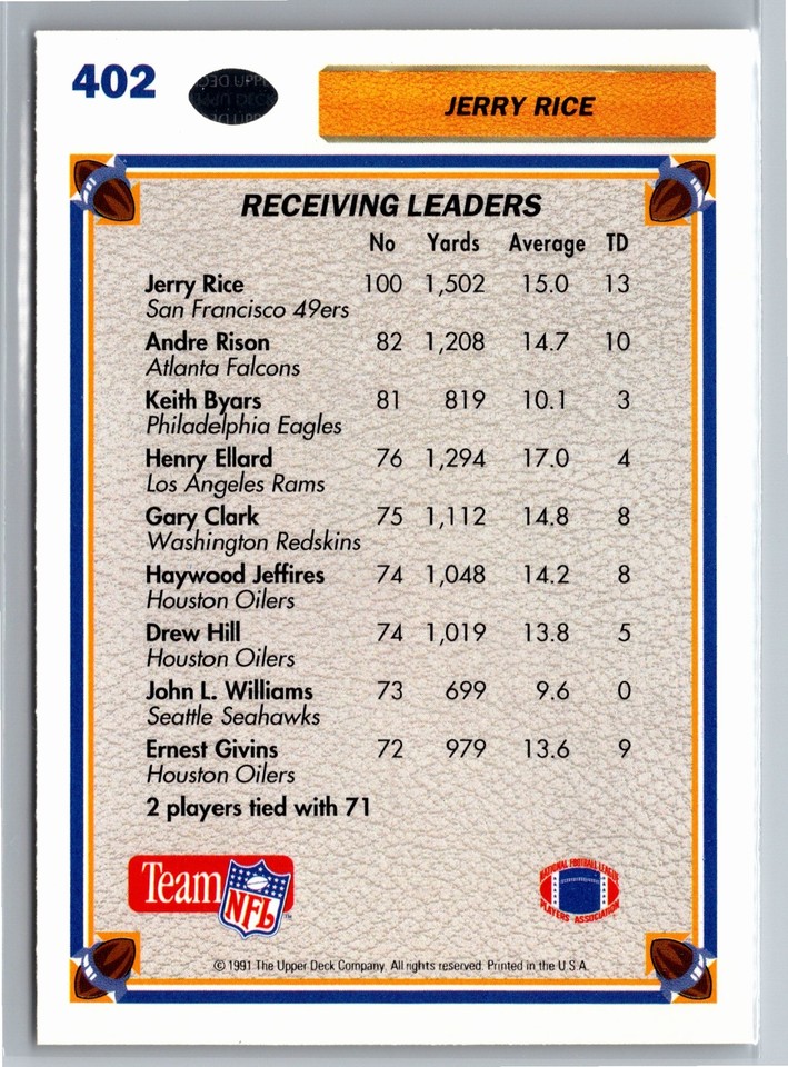 1991 Upper Deck #402 Jerry Rice | eBay
