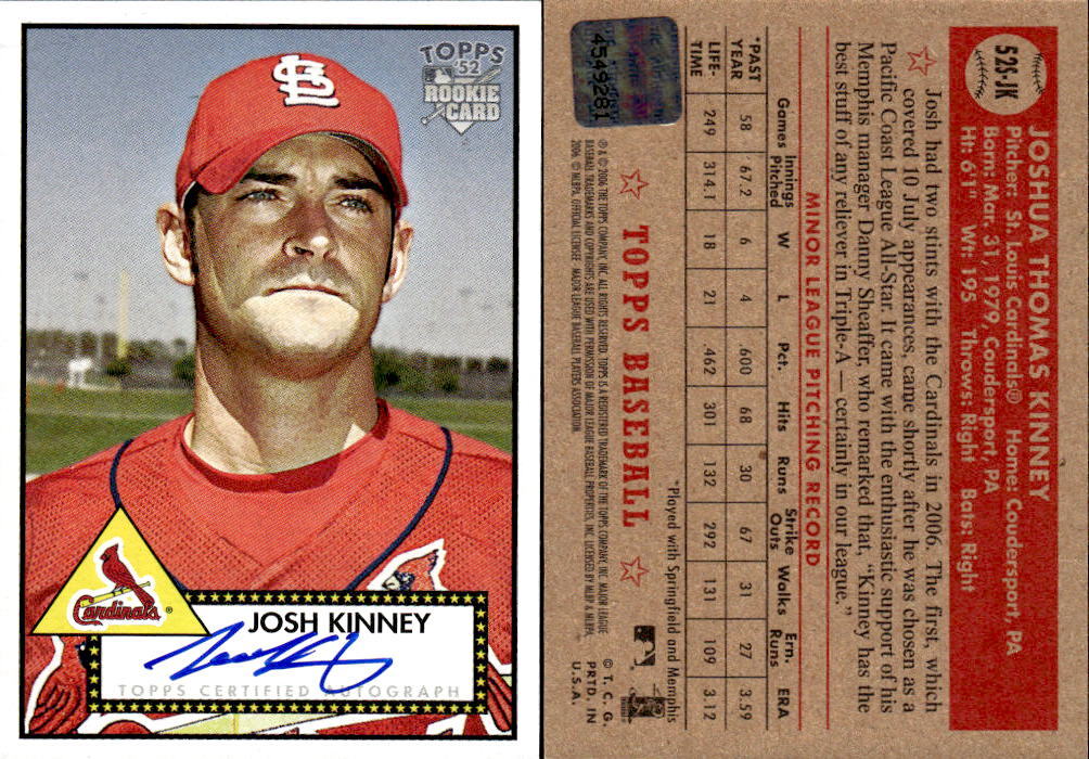 2006 Topps '52 Signatures #JK Josh Kinney J Auto - NM-MT | eBay