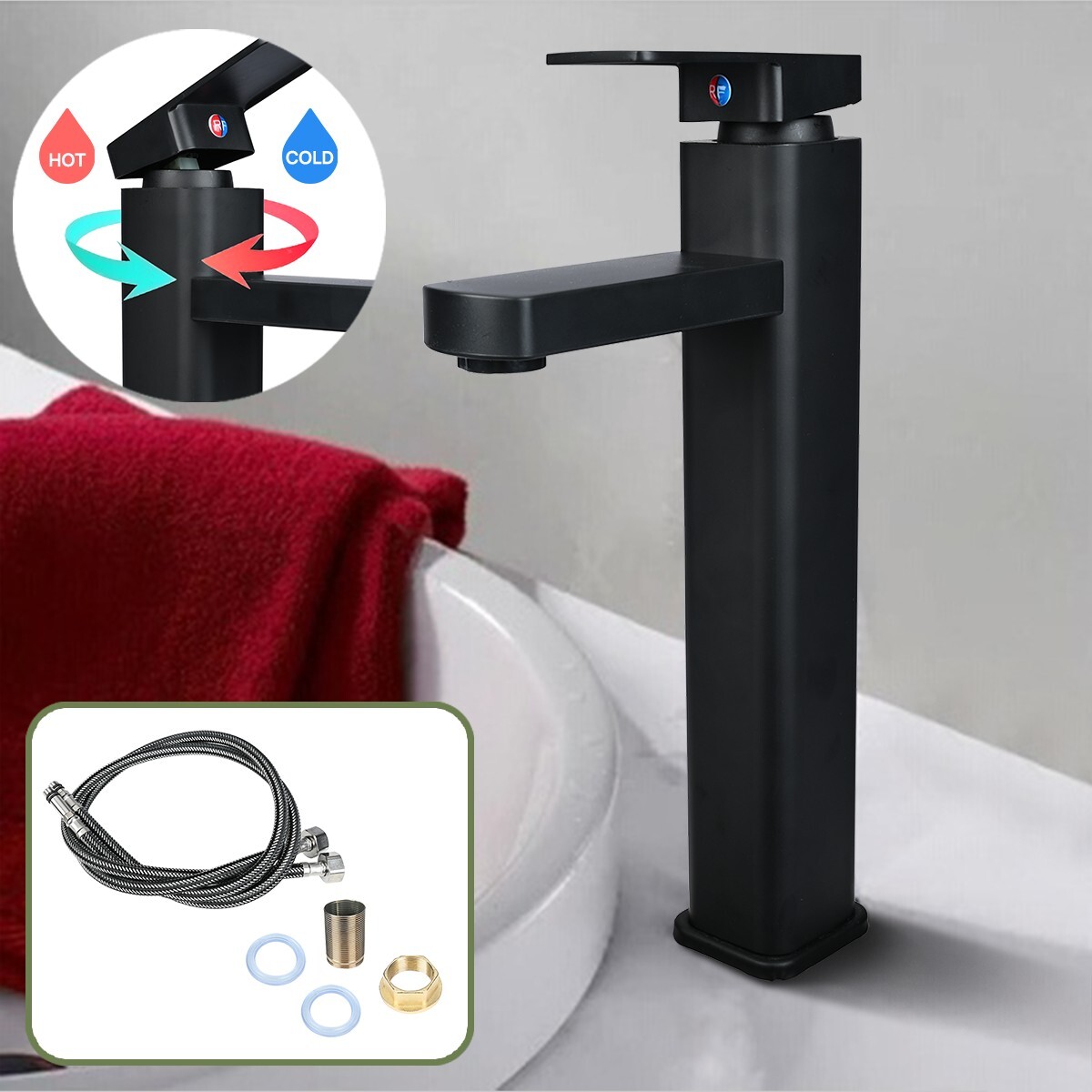 Modern Bathroom High Rise Countertop Basin Sink Mixer Tap Tall Taps ...