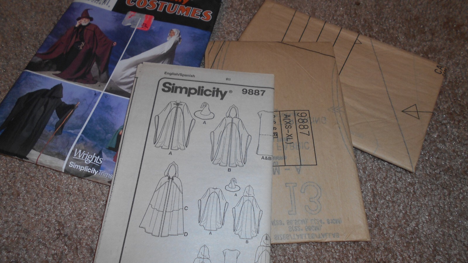 OOP 2001 Cape Tunic Hat Costume Simplicity 9887 Pattern Unisex XS S M L ...