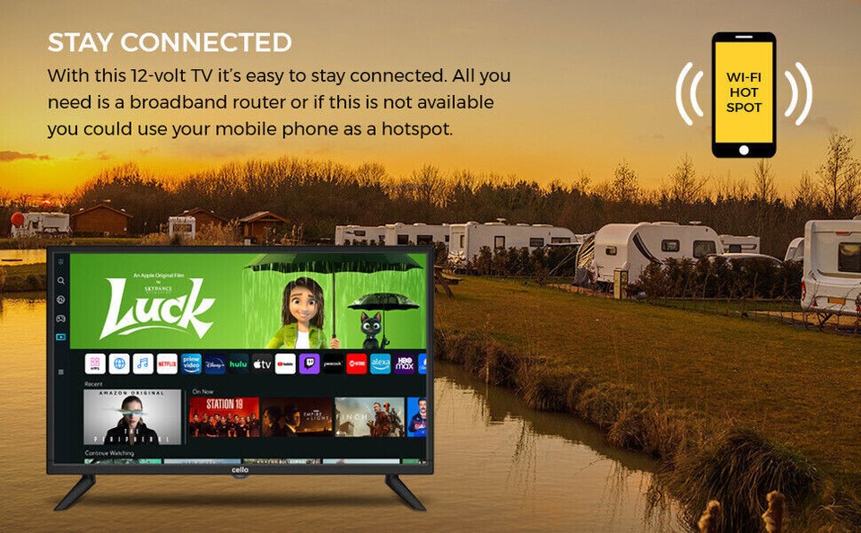 Cello 32 Inch Smart 12v 24v 240v TV WiFi Freeview Play Freesat CARAVAN ...