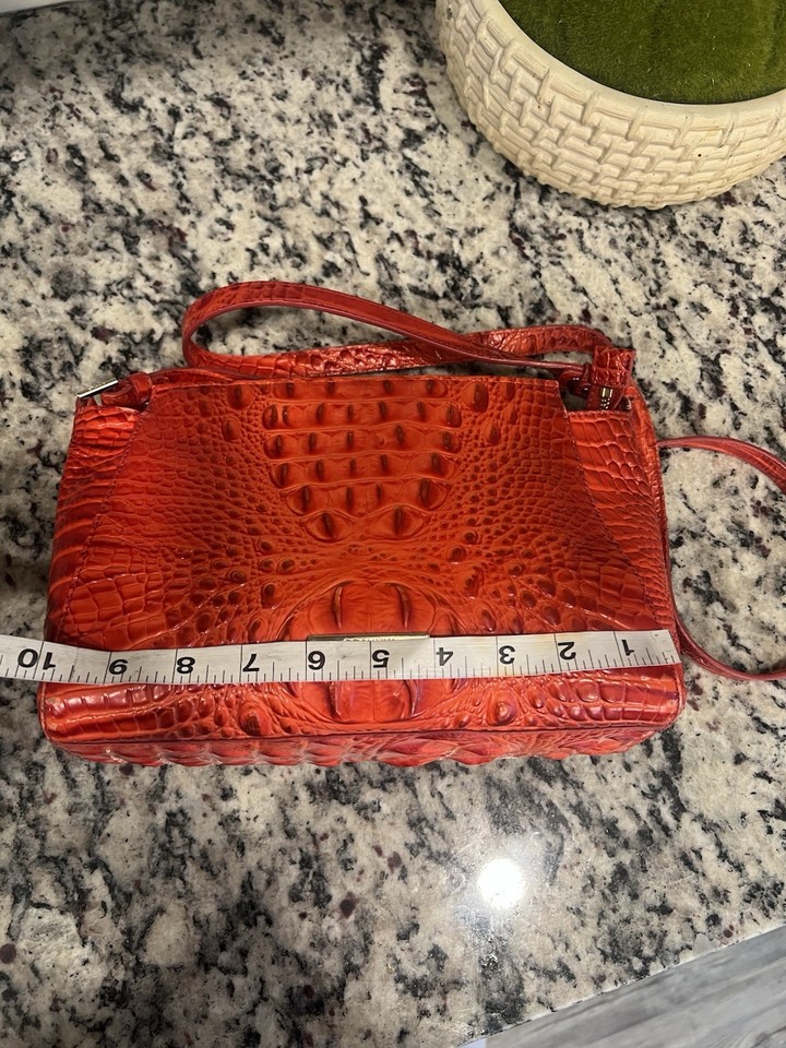 BRAHMIN Hillary Crossbody GORGEOUS Orange/Red genuine leather | eBay