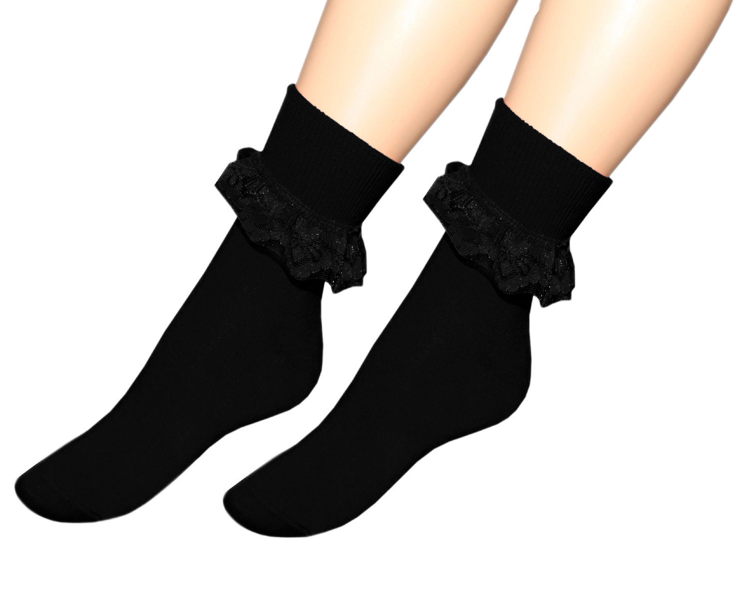 Frill Lace Top Ankle Socks Retro Style Ruffled Lace Trim Ankle High ...