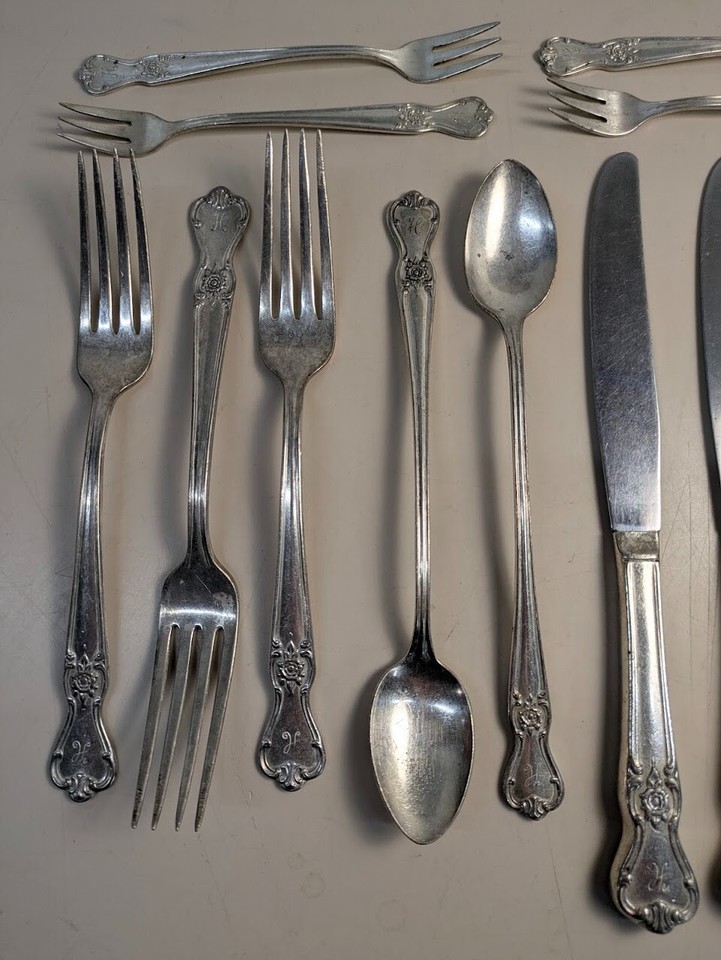 Old Company Plate Signature Rose Pattern "H" Monogram Flatware ...
