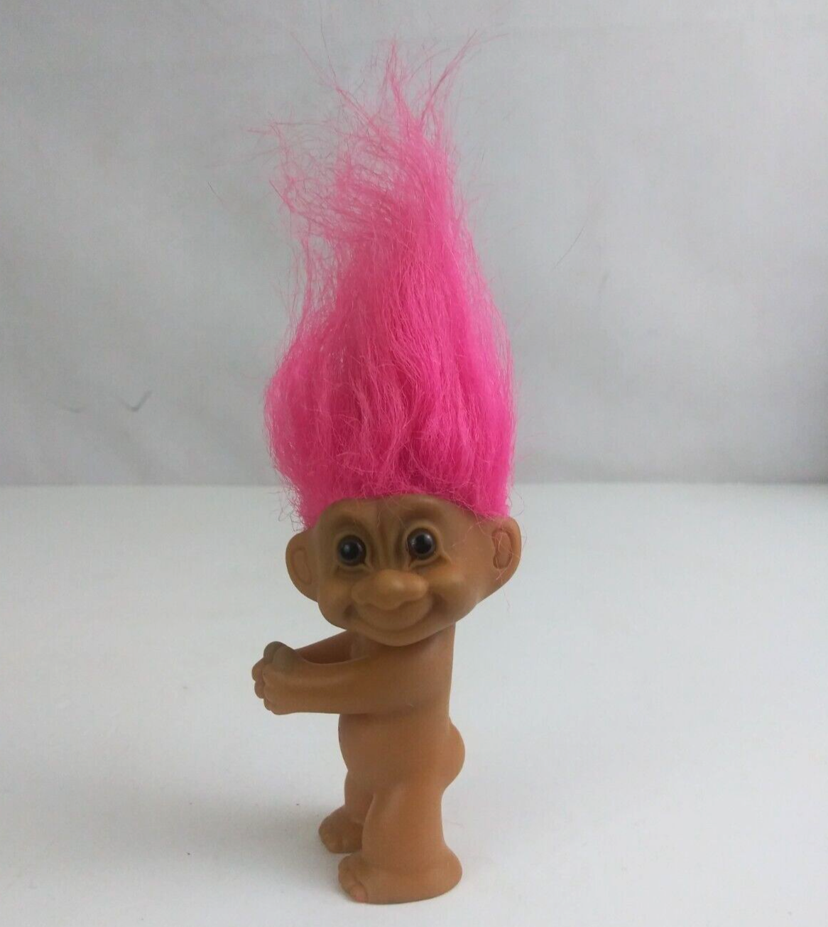 Vintage 1980's Russ Trolls With Pink Hair Clasping Hands & Movable Head ...