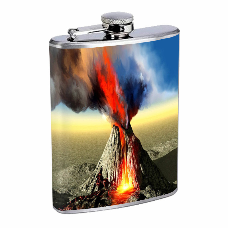 Volcanoes D3 Flask 8oz Stainless Steel Hip Drinking Whiskey | eBay