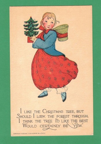 VINTAGE TUCK SAM SCHMUCKER CHRISTMAS POSTCARD GIRL WITH TREE | eBay