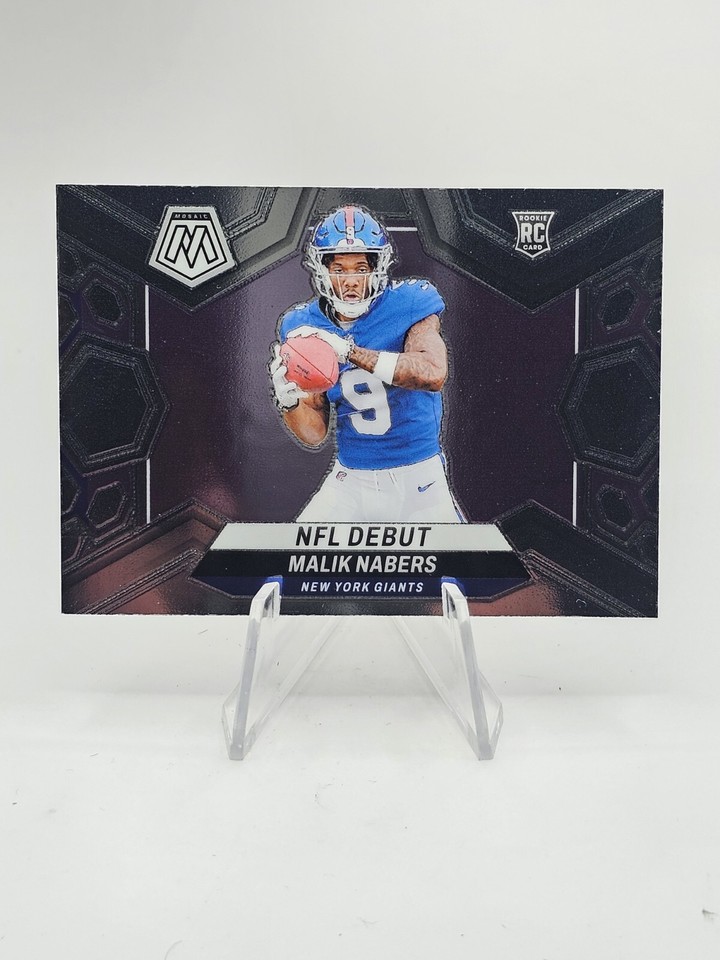 Malik Nabers RC 2024 Mosaic Reactive Blue Prizm Color Match NFL Debut ...