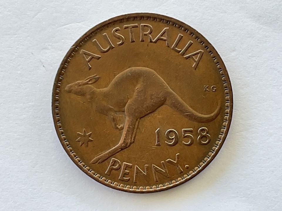 1958 ERROR/VARIETY PENNY-OBV. RIM CUDS-METAL FLAW ON QUEENS HEAD-REV ...