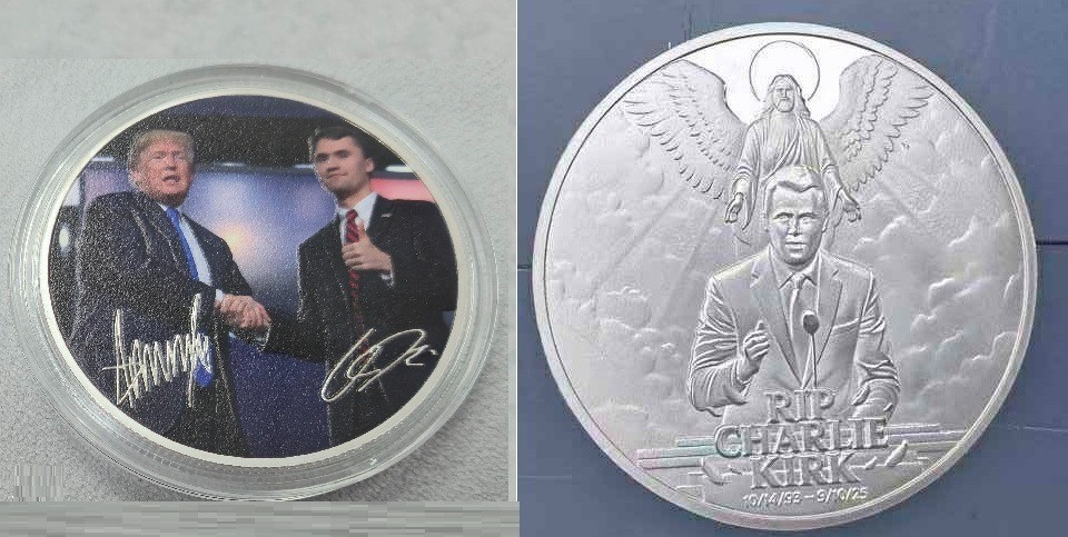 Charlie Kirk Silver Coin Trump God Angel Heaven RIP Signed Americana ...