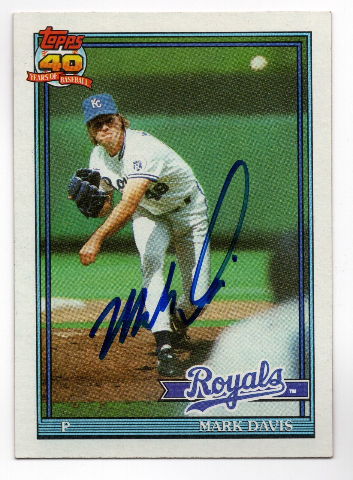 Mark Davis Autograph On a 1991 Topps - Kansas City Royals (Read!) | eBay
