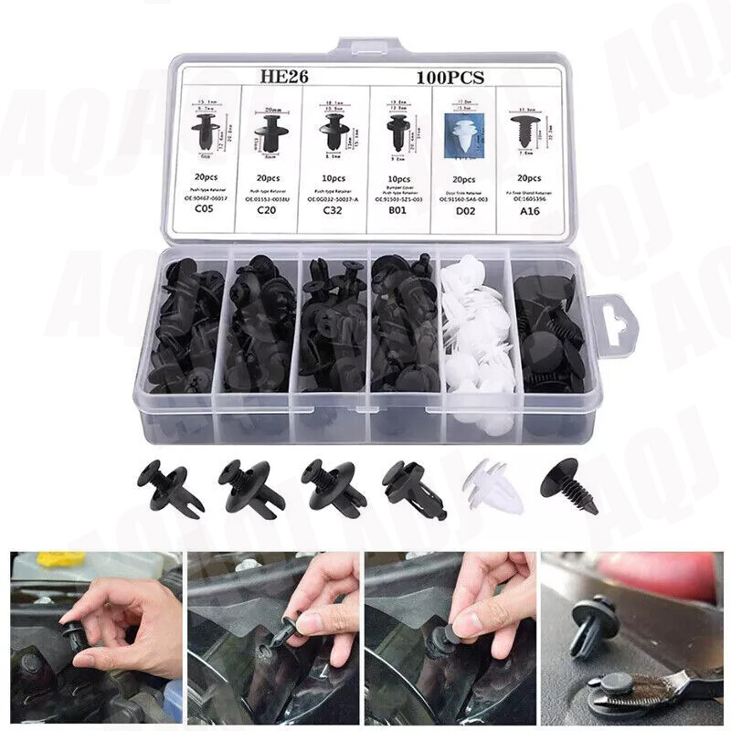 100pcs Retainer Clips Body Bumper Rivet Retainer Trim-Molding push Pin ...