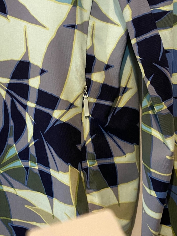 Hang Ten M Blue Green Leaves Stretch Zip Pocket Long Sleeve Pullover ...