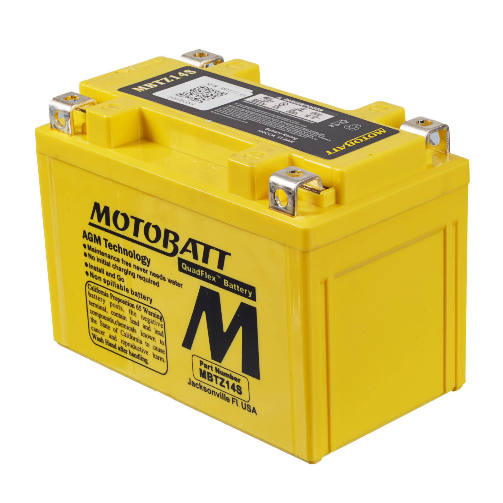 Motobatt 12V 11Ah MBTZ14S AGM Battery for Honda ST1300 Pan European ...