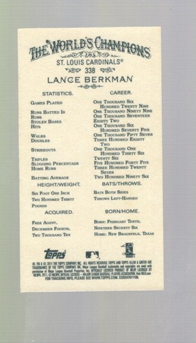 2011 Topps Allen & Ginter's - Lance Berkman #338 Mini for sale online ...