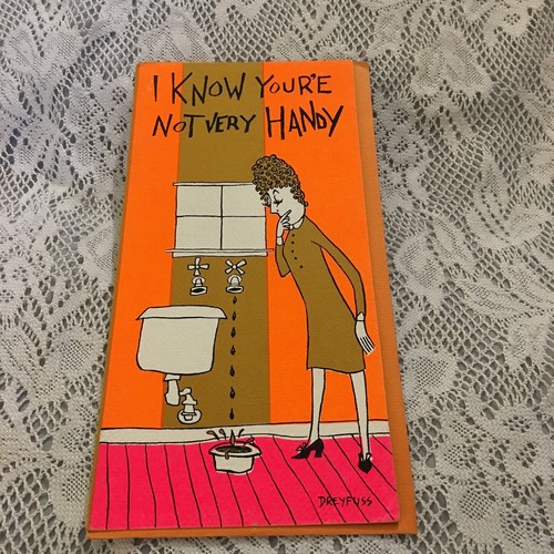 Vintage Greeting Card Sink Drip Woman Retro Velvetone Screen Print | eBay