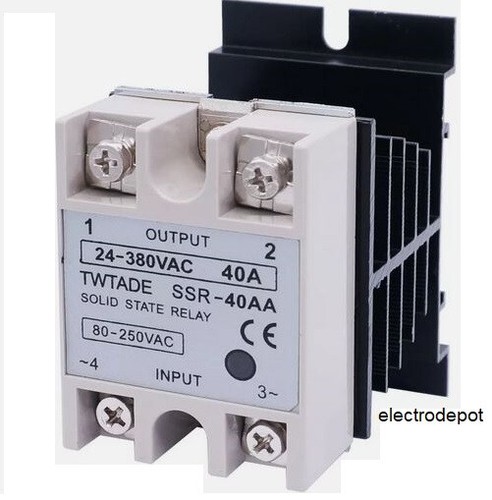 SSR Solid State Contactor 40Amp, 120-240VAC Coil, 1 Pole 40A, 240V 480V ...