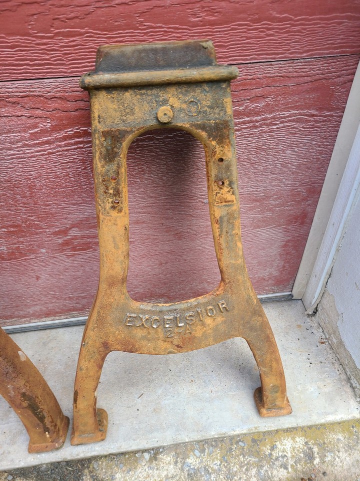 Antique Cast Iron Legs Industrial Table Base Lathe Excelsior RePurpose ...
