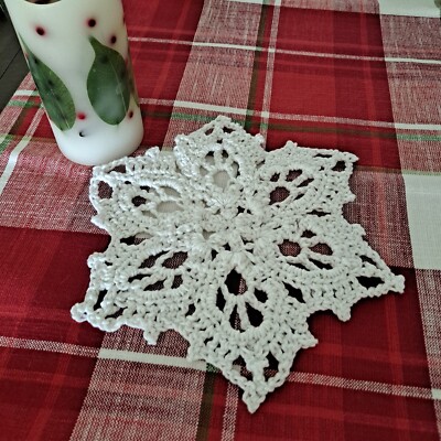 Snowflake Trivet| Cotton w/ silver tinsel | Gift Idea | Winter ...