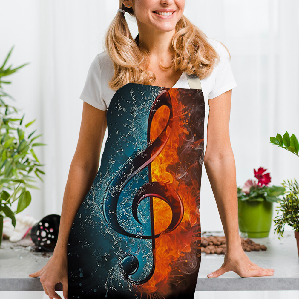 Musical Note Linen Kitchen Apron Waterproof Cooking Adult Chef Oilproof ...