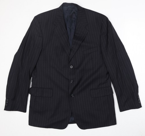Beale & Inman Mens Blue Striped Wool Blend Suit Jacket Size 42 Reg | eBay