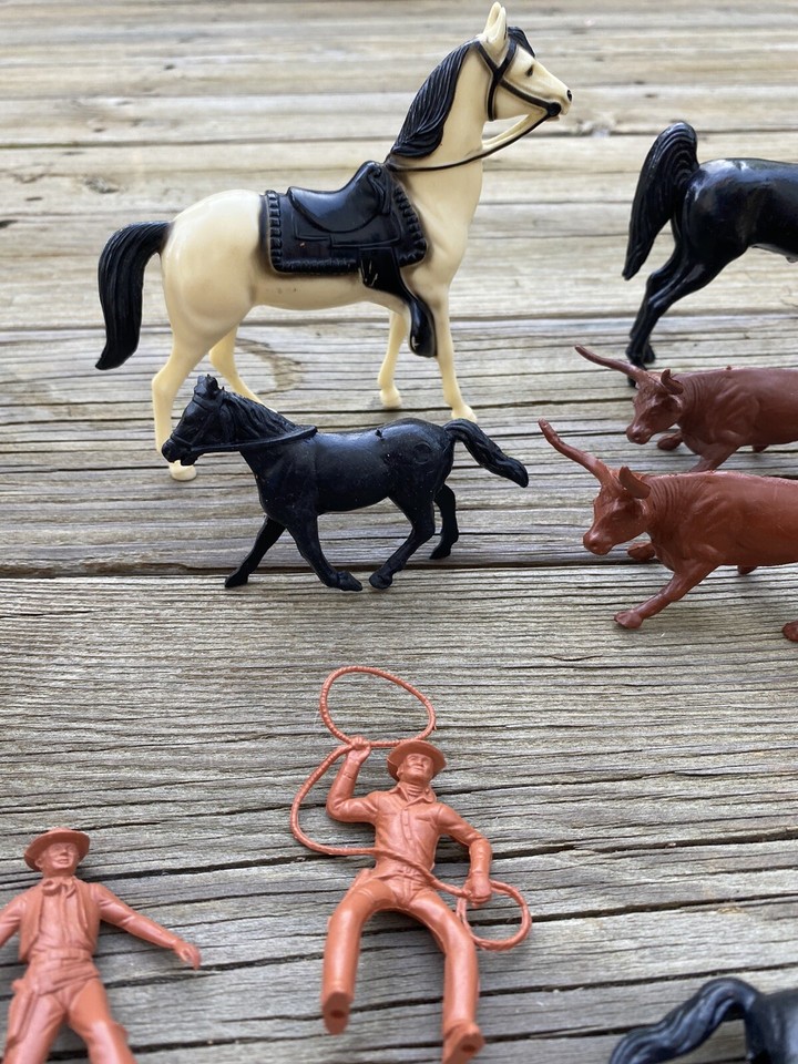 Vintage Louis Marx Figure Horse Blue Grey Plastic Lot Animal 50’s 60’s ...