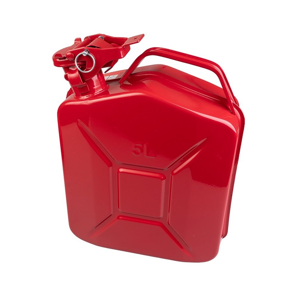 5L Red Metal Jerry Can Fuel Petrol Diesel Oil Containers Canister Army ...