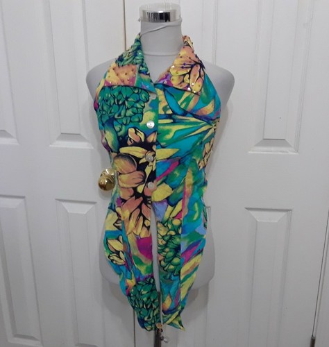 Faith Celia Forrester L Green Tropical Floral Halter Top | eBay