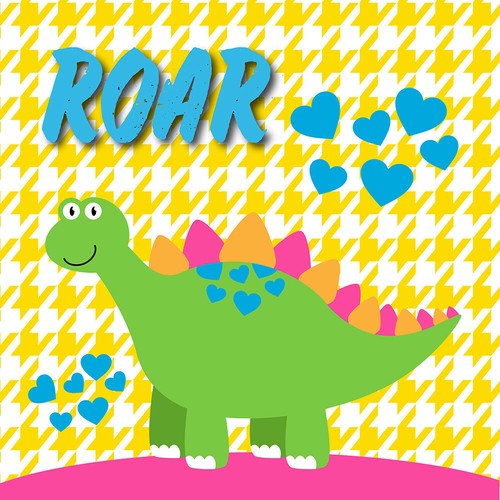 Roar Girl Dinosaur by Brandi Fitzgerald 8x8 Childrens Graphic Art Print ...
