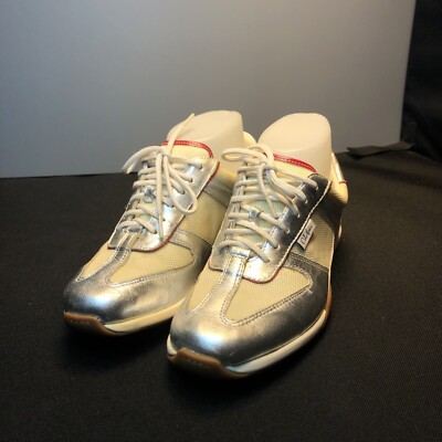 LN US6B Cole Haan SILVER LEATHER CASUAL LACE UP SNEAKERS ATHLETIC SHOES ...
