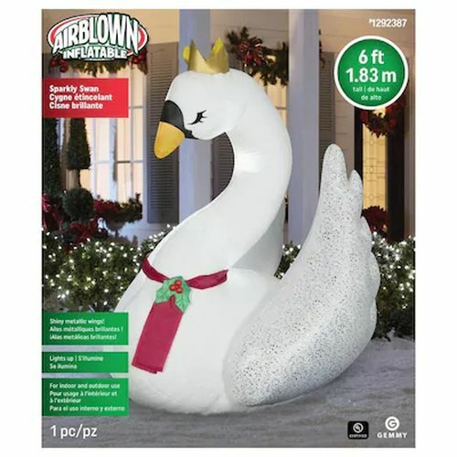 GEMMY 6FT SWAN Christmas Airblown Inflatable w Metallic Wings Lighted ...