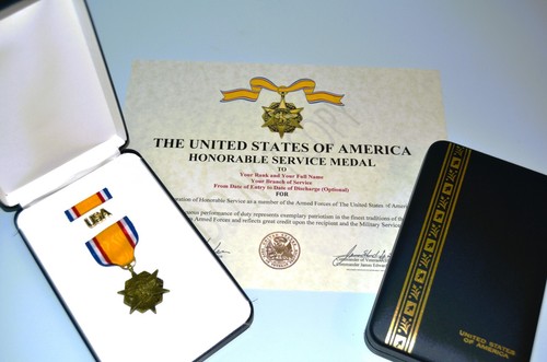 Full Size Honorable Service Medal with Certificate and One Leather ...