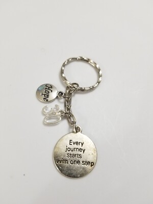 Hope 30 "every journy starts with one step" silvertone keychain n339 | eBay
