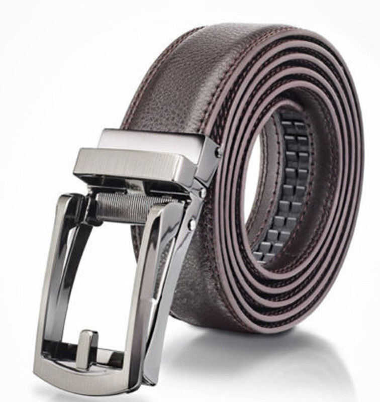 28″-48″ Men's Leather Ratchet Dress Belts Automatic Buckle Click ...