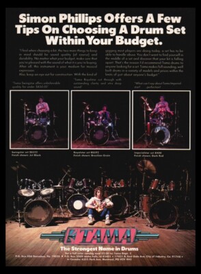 1983 Tama Drums-Simon Phillips-Print ad / mini-poster-Vintage 80’s Rock ...