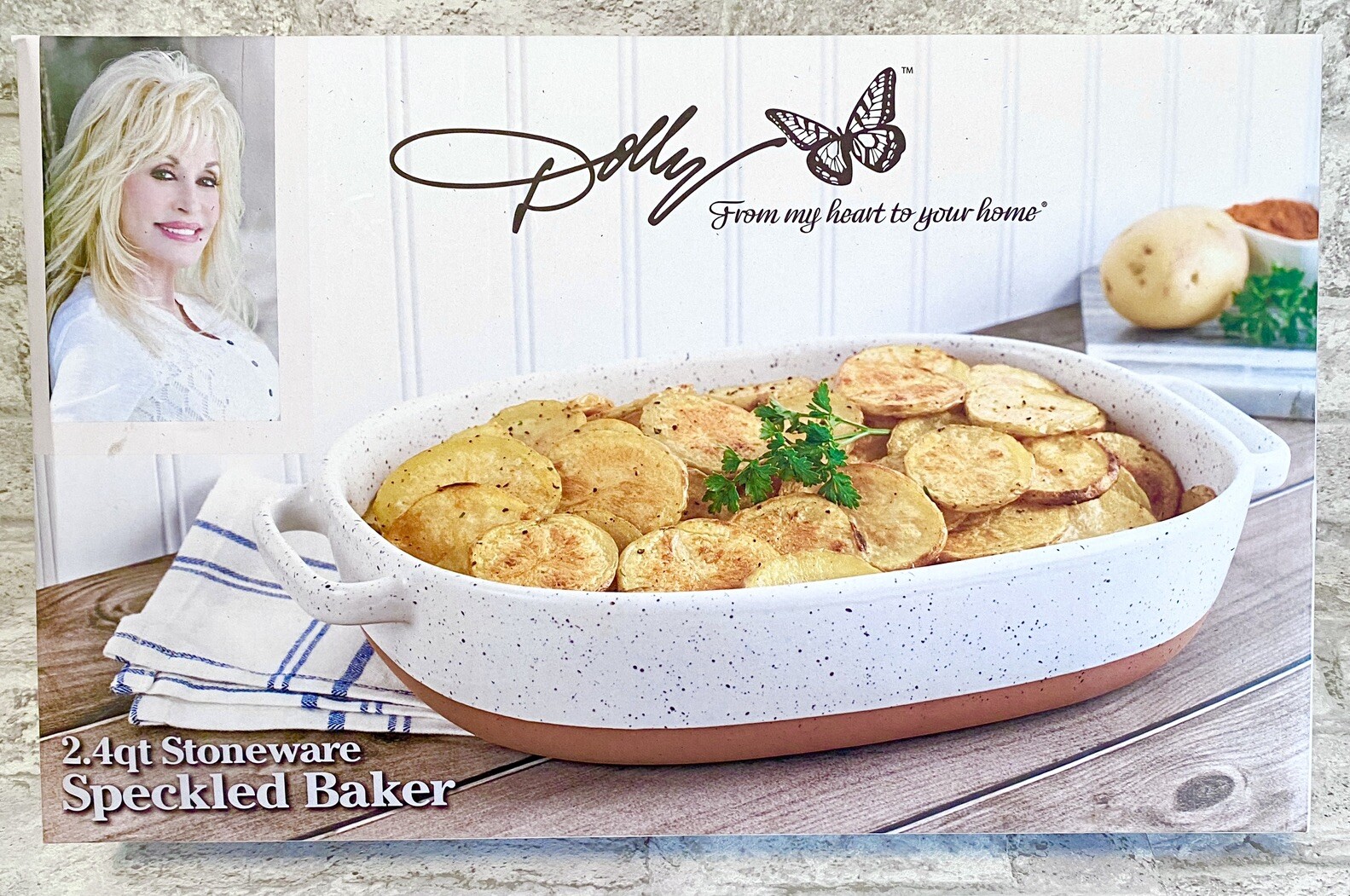 Dolly Parton 2.4 Qt Stoneware Speckled Baker Pan - New in Box | eBay