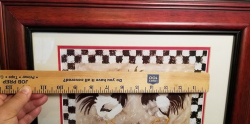 18" FRAMED ART/PRINT~ROOSTERS CHECKERBOARD FARM HOUSE KITCHEN DECOR ...