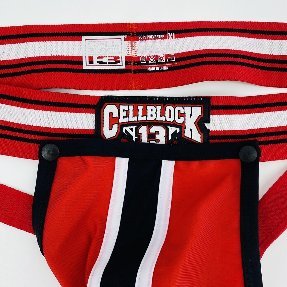 Cellblock 13 All Access Jockstrap with Detachable Pouch Red Black Button Up HB1 | eBay