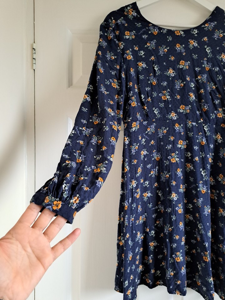 Navy Blue Pepe Jeans London Mini Dress With Floral Pattern Size S | eBay UK