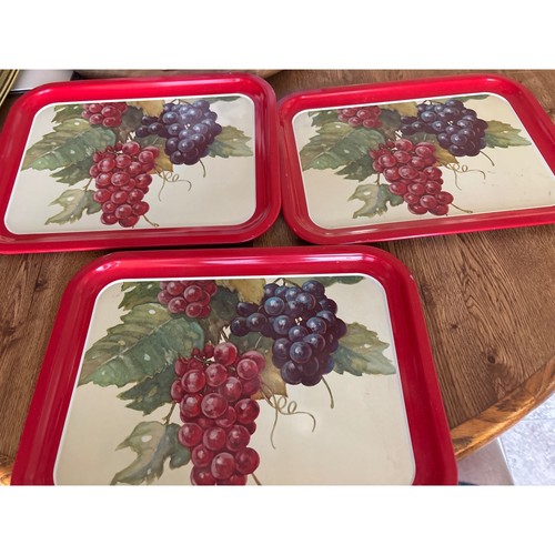 Vintage Red Serving Trays Set 3 Grapes Design Kitchen Decor | eBay